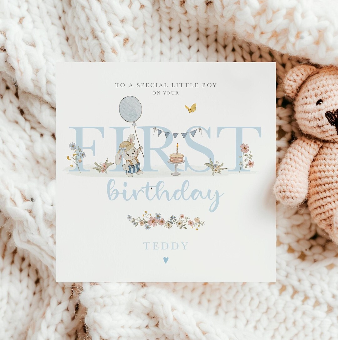 Personalised First Birthday Card, Boy's 1st Birthday, Son 1st Birthday ...