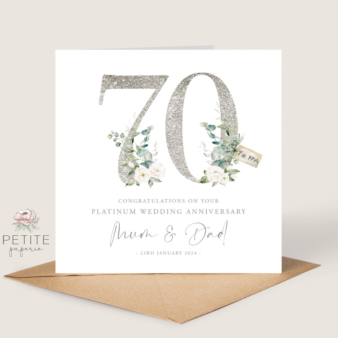 Platinum Wedding Anniversary Card 70th Anniversary Card Platinum Platinum Wedding Anniversary Card 70th Anniversary Card Platinum