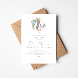 Personalised Peter Rabbit Christening Invitations, Baptism Invitations ...