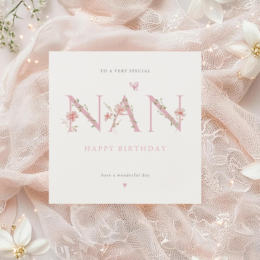 Nan Birthday Card, Floral Birthday Card, Pink Birthday Card for Nan ...