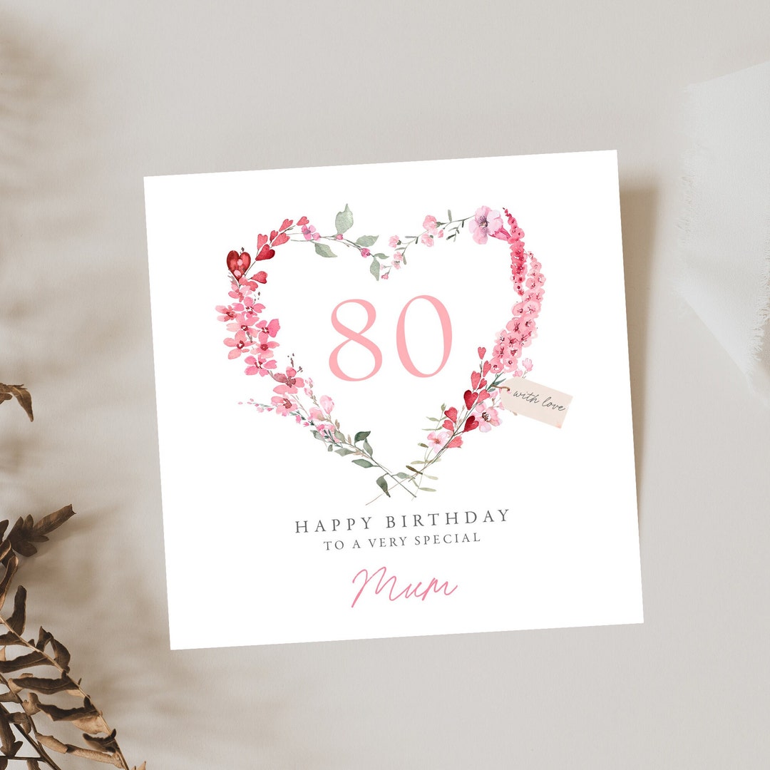 80th Birthday Card, Age 80 Card, Mum 80th Birthday Card, Age 80 ...