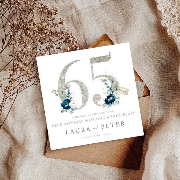Blue Sapphire 65 Anniversary Card - Etsy
