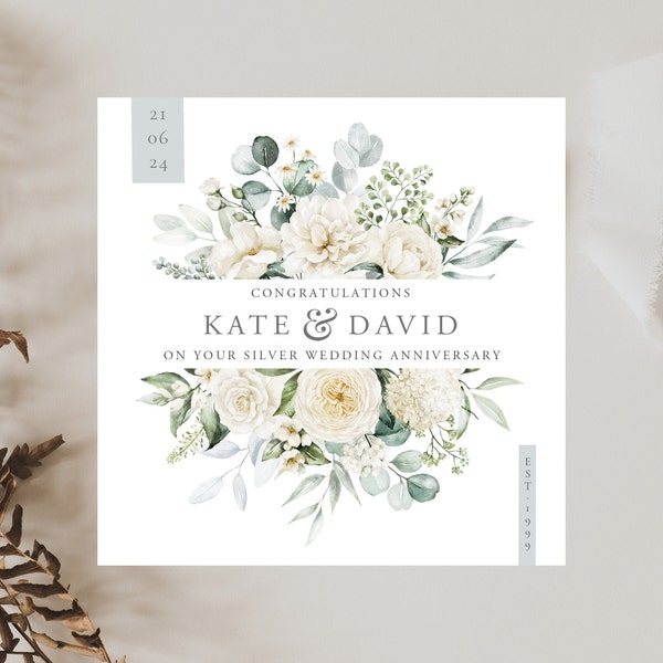 Silver Wedding Cards - Etsy UK