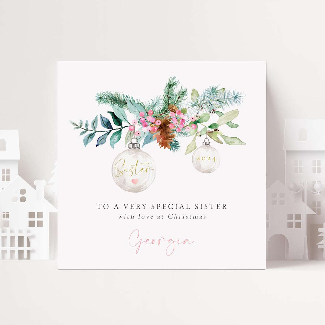 Sister Christmas Card, Personalised Sister Christmas Card, to a Special ...