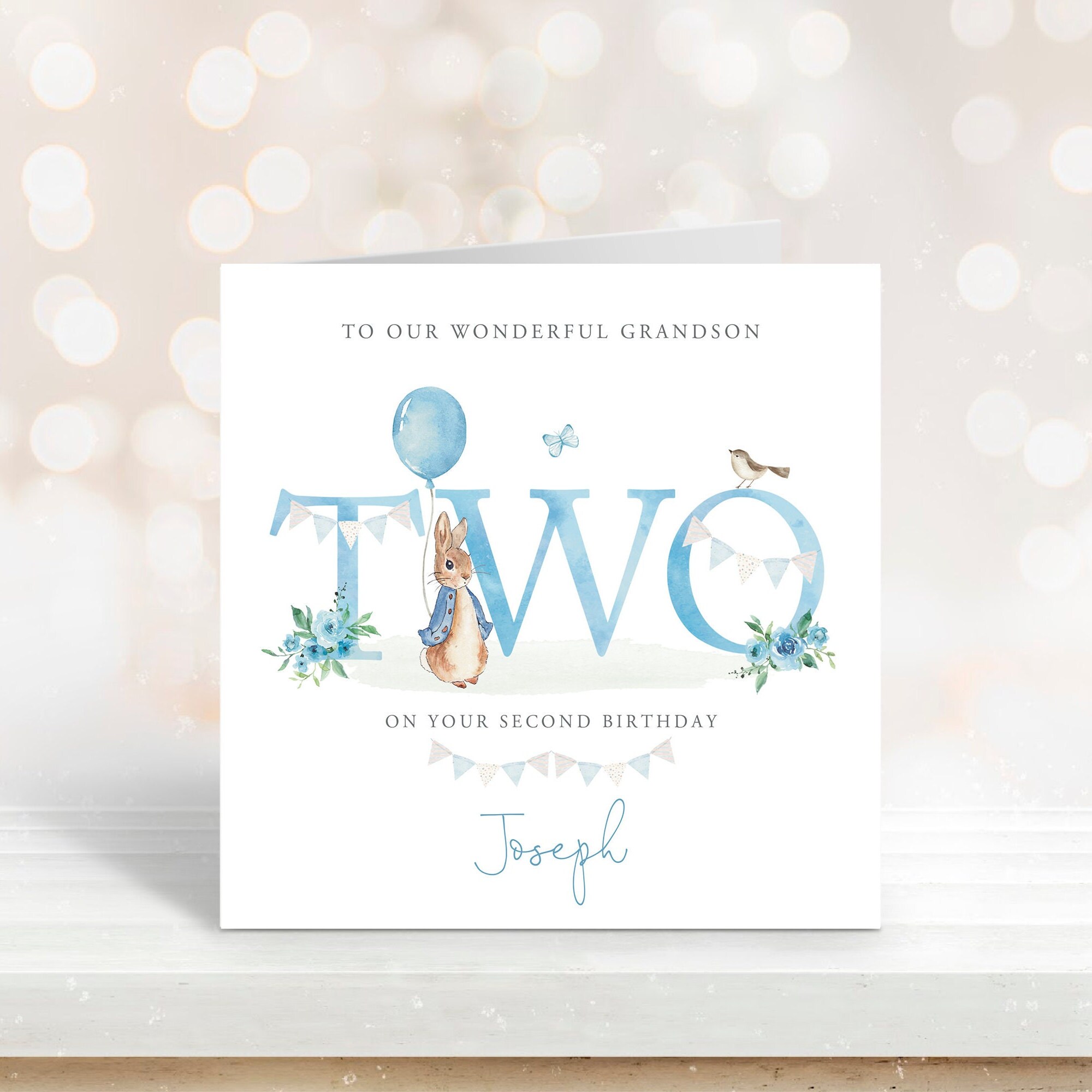 Peter Rabbit 2nd Birthday Card, Personalised Boy's Second Birthday Card ...