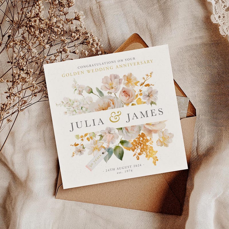 Golden Wedding Cards - Etsy UK