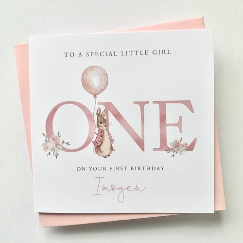 Handmade Personalised Peter Rabbit Card. New Baby Girl. First - Etsy