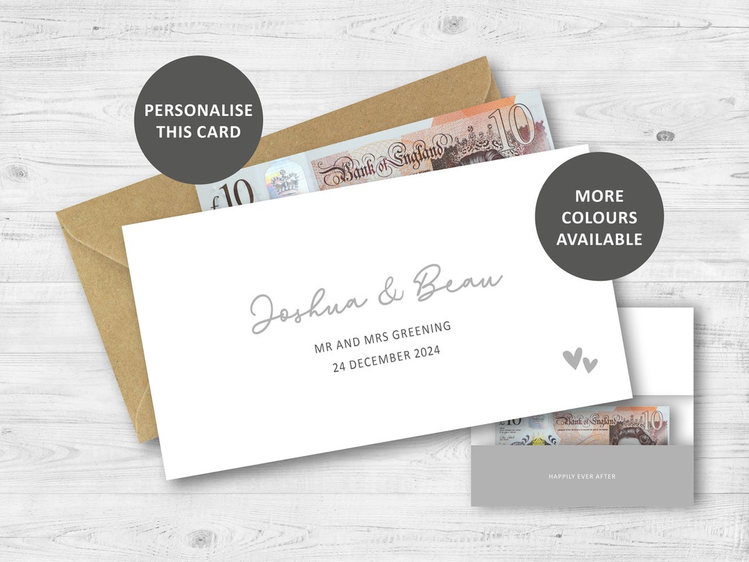 WEDDING Money Wallet, Personalised Wedding Gift for Couple, Honeymoon ...