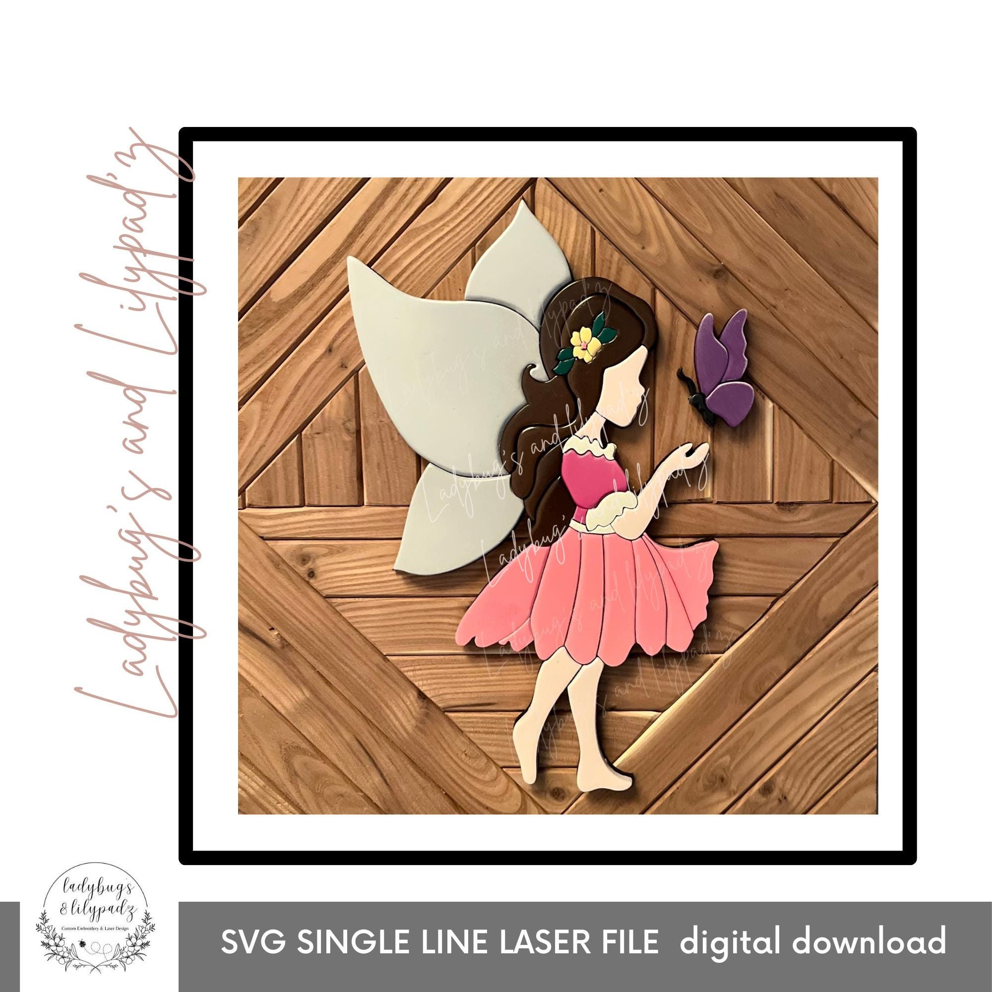 Fairy SVG - Single Line Woodland Fairy - PNG - PDF - Single Line Fairy ...