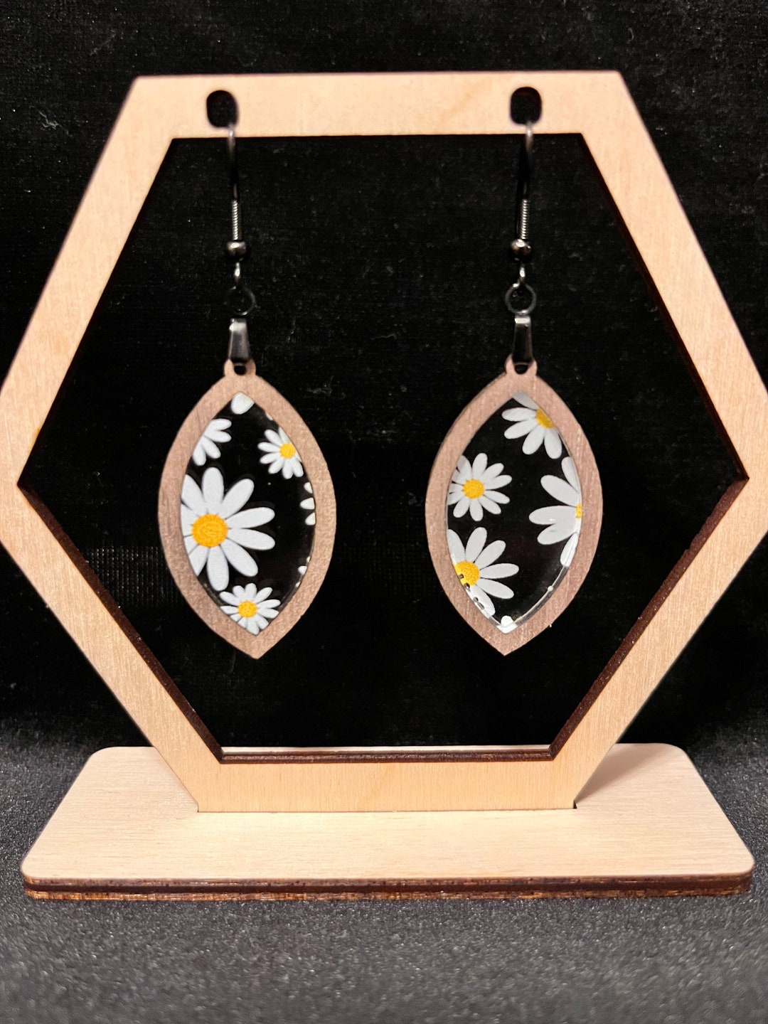 Drop Earrings, Laser Cut, Daisies - Etsy