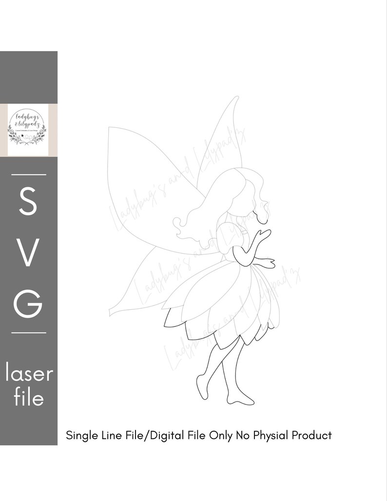 Fairy SVG - Single Line Woodland Fairy - PNG - PDF - Single Line Fairy ...