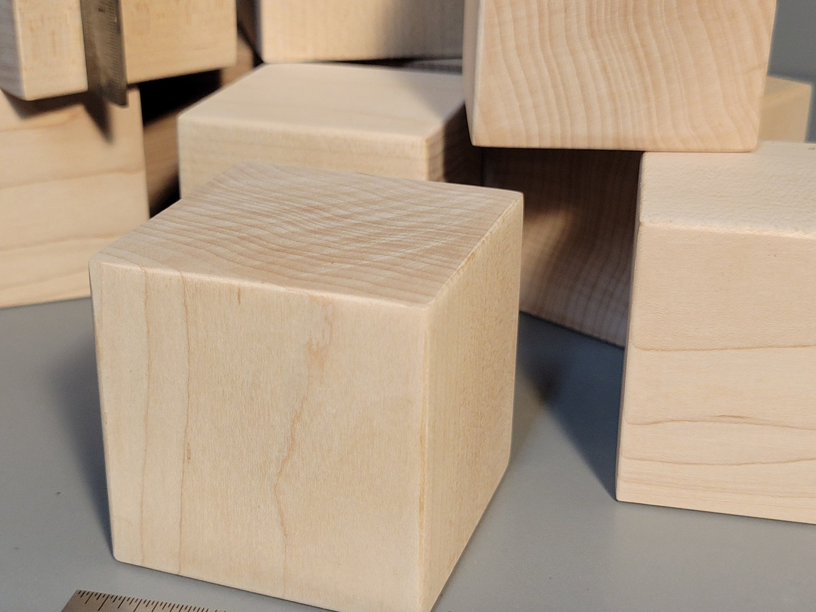 Wood Cubes, Set of 3 Hard Maple Blocks 2.5 Inch Square Block Craft ...