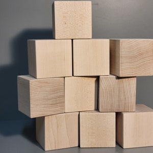 Wood Cubes, Set of 3 Hard Maple Blocks 2.5 Inch Square Block Craft ...