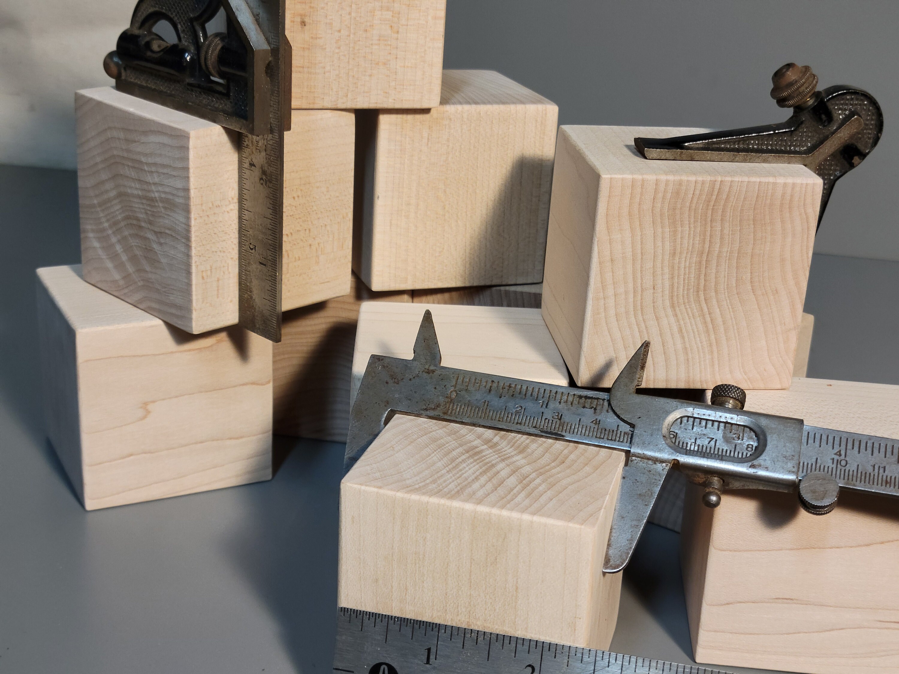 Wood Cubes, Set of 3 Hard Maple Blocks 2.5 Inch Square Block Craft ...