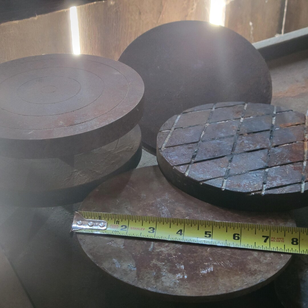 Industrial Steel Sculpture Base: 8in Round Iron Patina Lamp Stand - Etsy