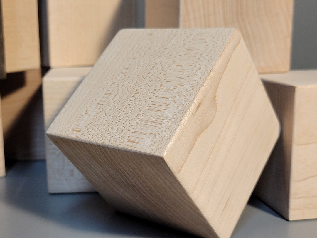 Wood Cubes, Set of 3 Hard Maple Blocks 2.5 Inch Square Block Craft ...