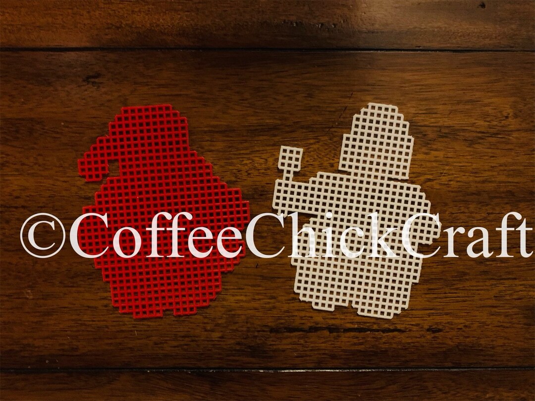 Santa & Mrs Claus Christmas Ornament Plastic Canvas Cut Outs Plastic ...