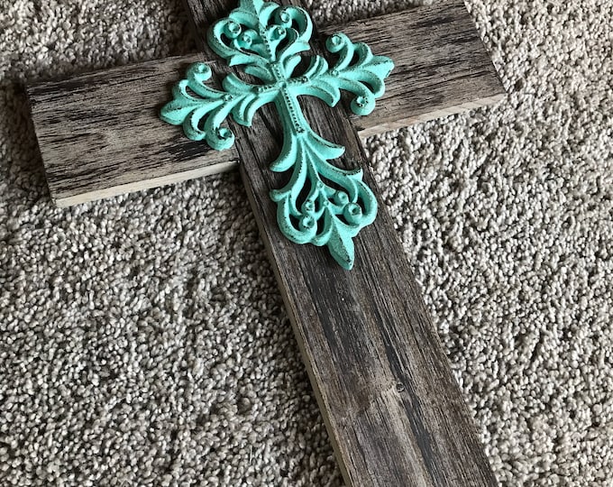 Rustic Cross Wood and Iron Cross Wall Decor Farmhouse Style Home Decor ...