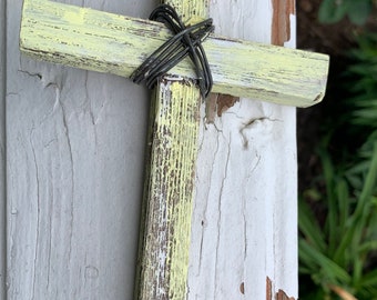 Rustic White Wood & Wire Cross Wall Decor Farmhouse Style Cross Home ...