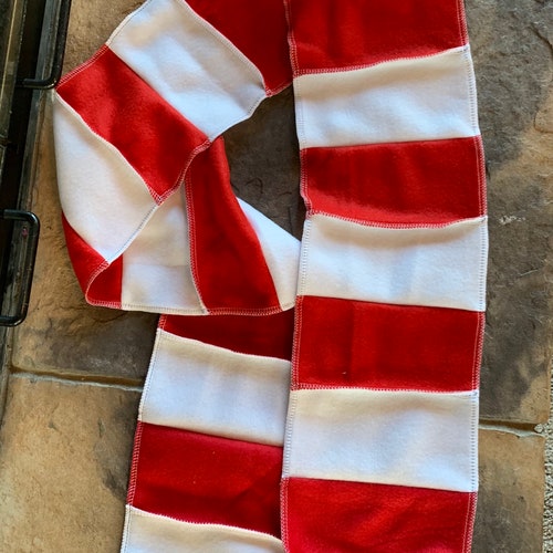 Red and Green Striped Fleece Scarf Christmas Scarf Patchwork - Etsy