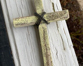 Rustic White Wood & Wire Cross Wall Decor Farmhouse Style Cross Home ...