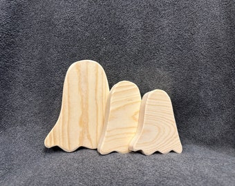 Set of 3 Unfinished Wood Ghost Cut Outs Made From 3/4 Solid Pine ...