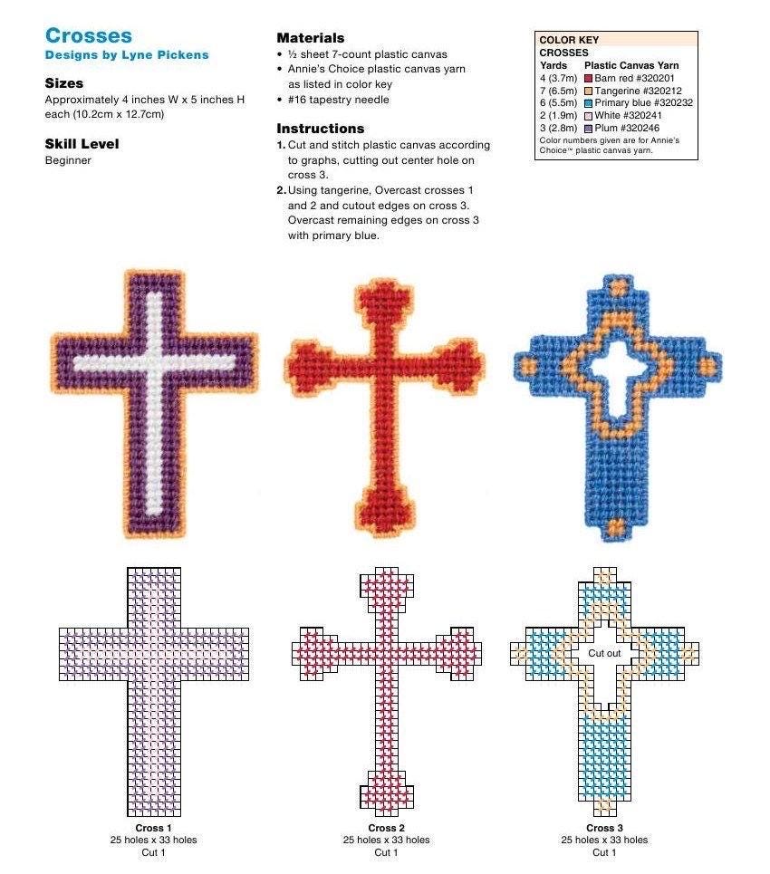 Set of 3 Fancy Crosses Plastic Canvas Cut Outs Plastic Canvas Cross ...