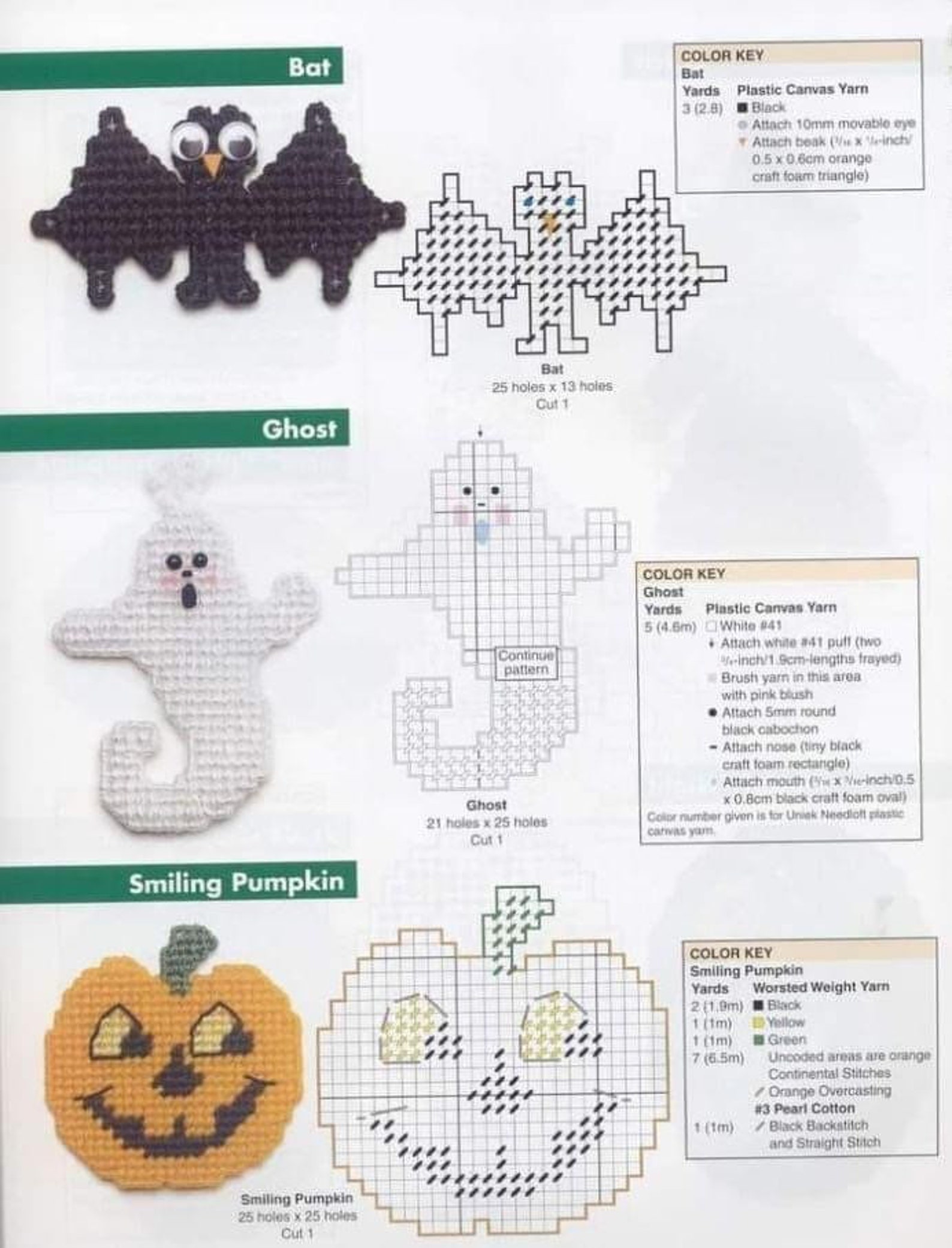 Halloween Fall Magnets Plastic Canvas Bat Ghost Pumpkin Leaf Cut Outs ...