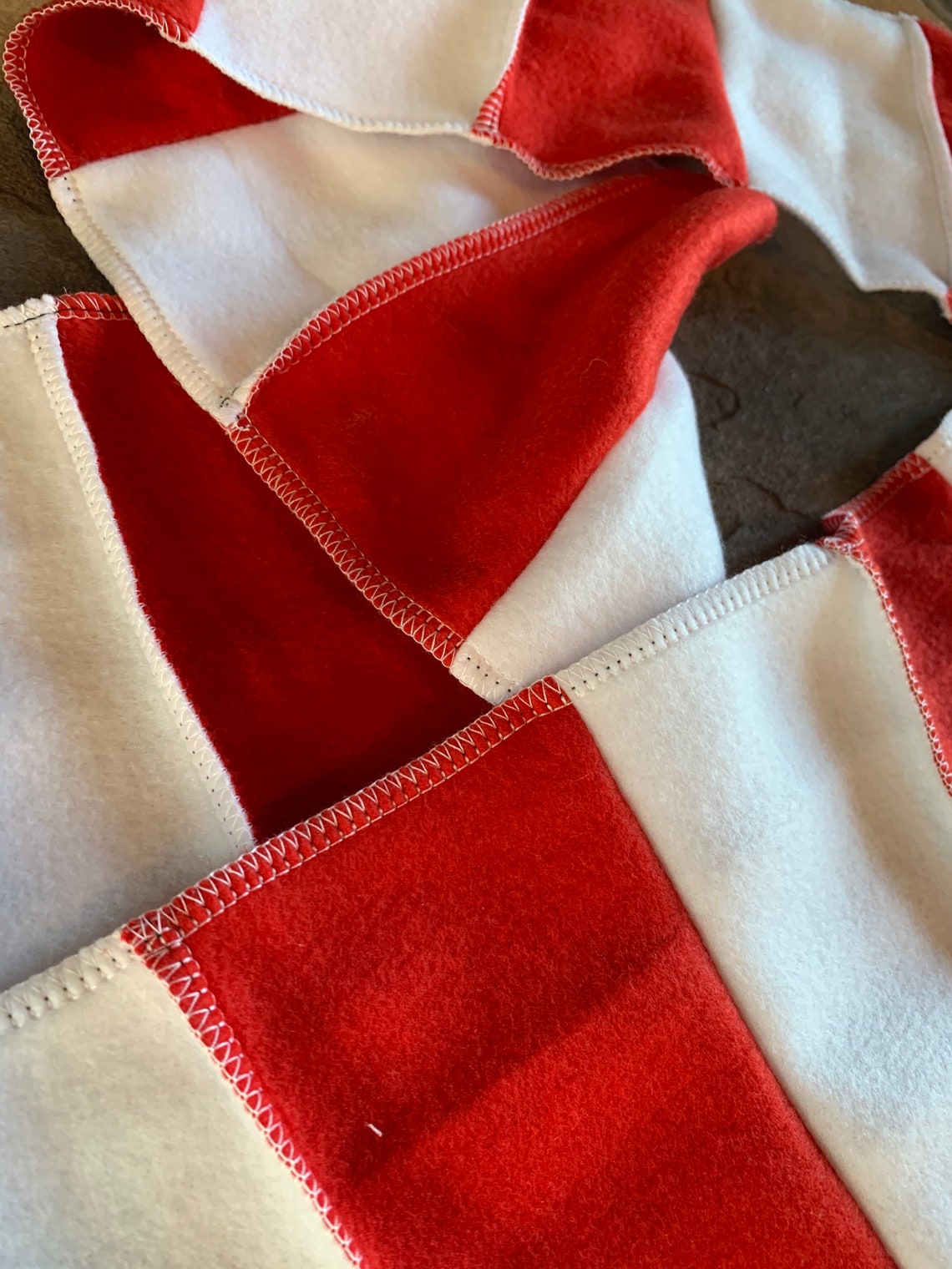 Red and White Striped Fleece Scarf Christmas Candy Cane Scarf Patchwork ...