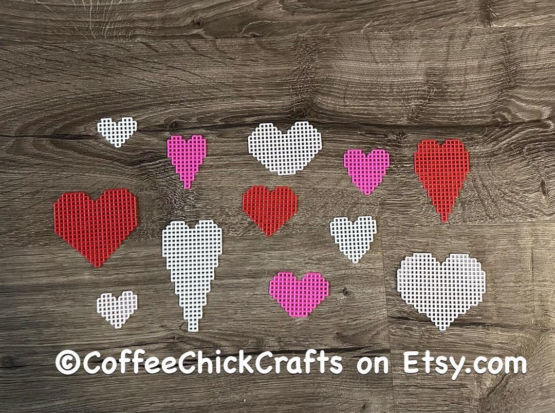 Set of 12 Small Hearts Plastic Canvas Cut Outs Plastic Canvas Heart for ...