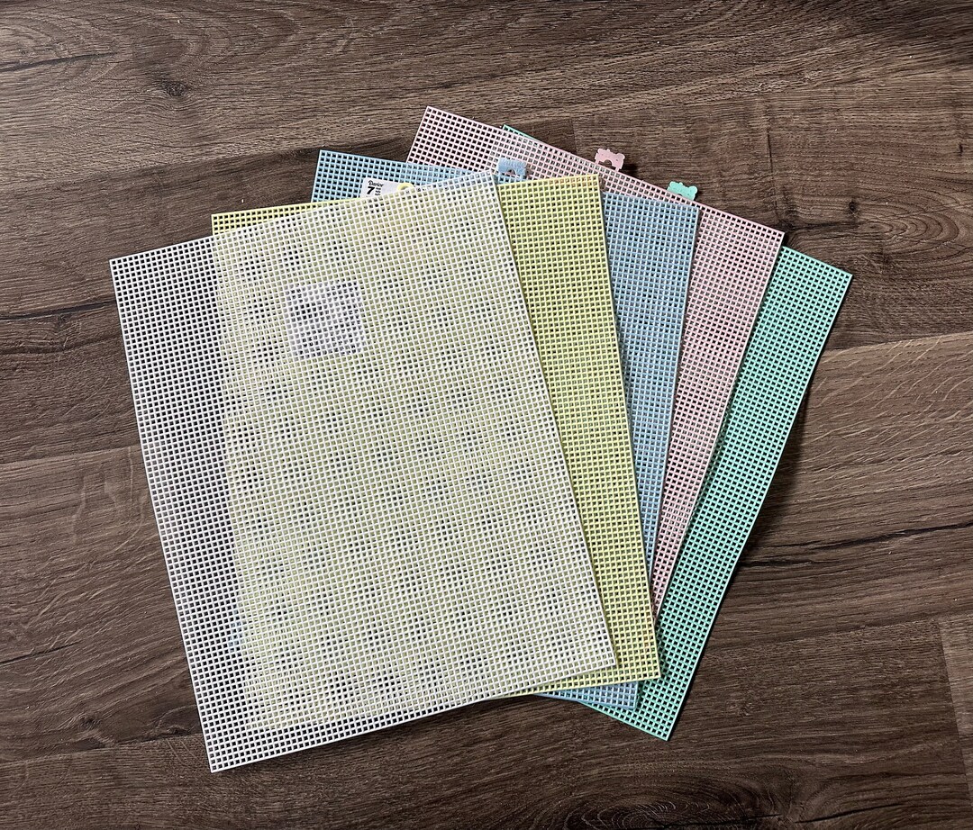 Pastel Set of 5 Full Sheets Colored Plastic Canvas 7 Mesh Sheet Baby ...