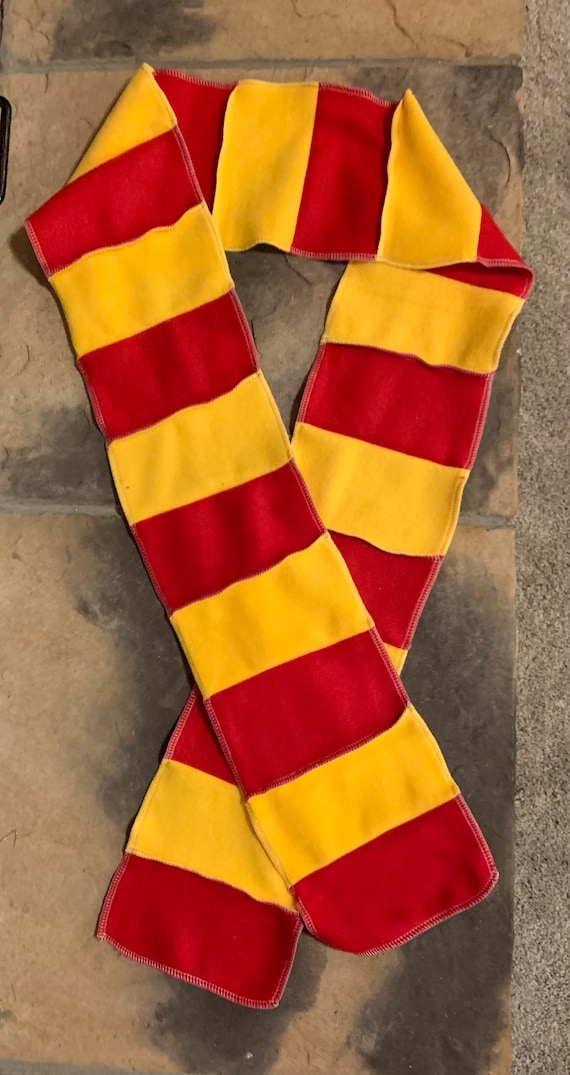 Gold & Red Striped Fleece Scarf School Spirit Scarf Kansas | Etsy
