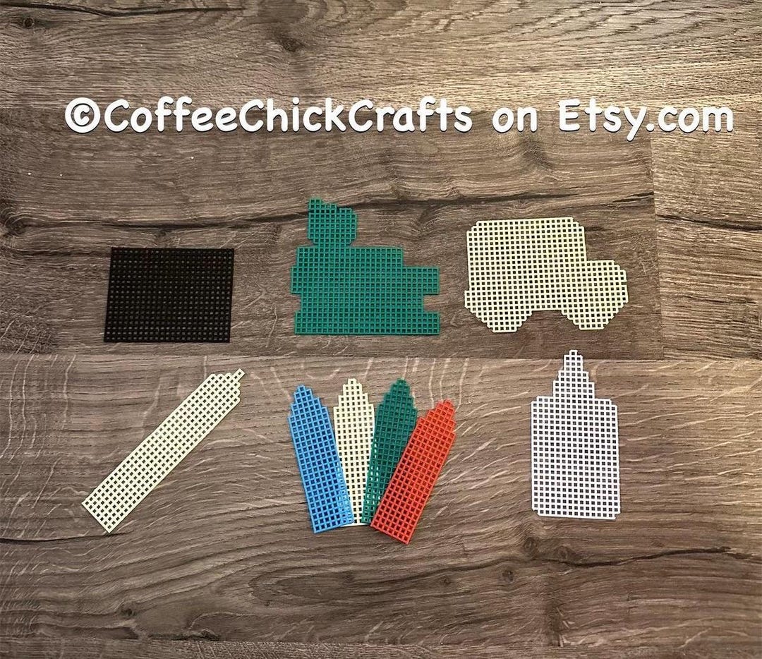 School Plastic Canvas Cut Out School Bus Pencil Crayons Books Glue ...