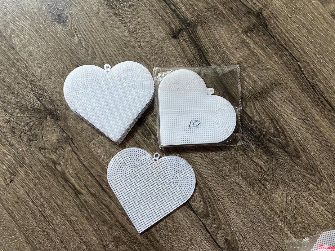 Plastic Canvas Hearts – Bulk Lot of 22, Pre-stamped 6" Craft Supplies ...