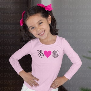 Peace Love Third Grade SVG 3rd Grade PNG Retro Third Grade Shirt SVG ...