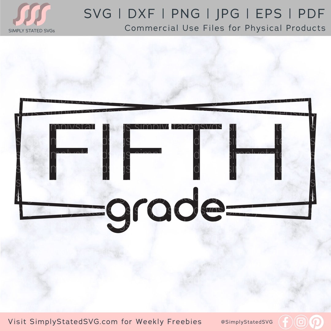 Fifth Grade SVG Back to School PNG Fifth Grade PNG 5th Grade Svg 5th ...