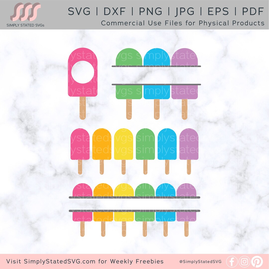 Popsicle SVG Bundle Personalized Popsicle SVG Happy Summer SVG Split ...