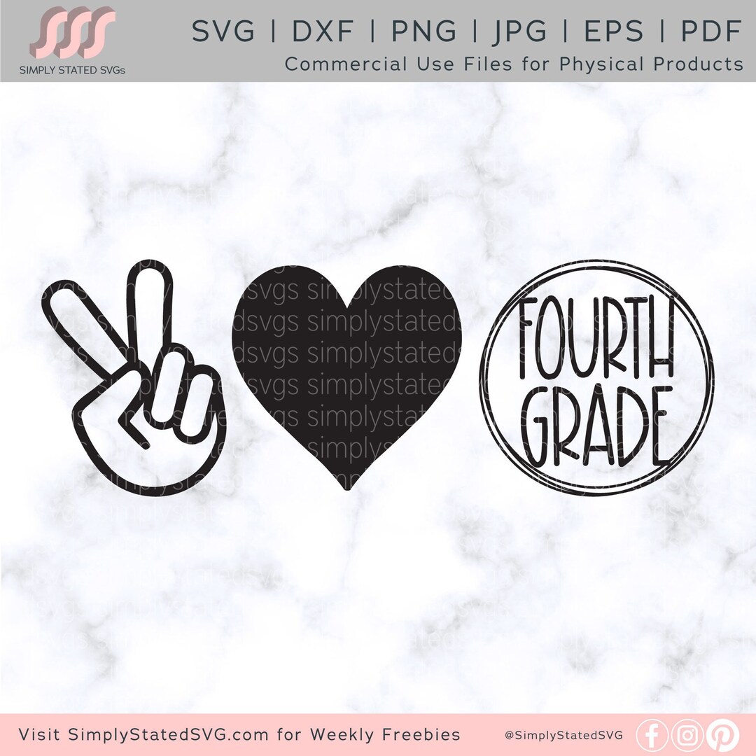 Peace Love Fourth Grade SVG 4th Grade PNG Retro Fourth Grade Shirt SVG ...