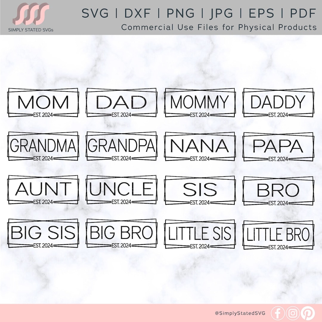 Family Est 2024 SVG Bundle Mom Dad Est 2024 SVG Pregnancy Announcement ...