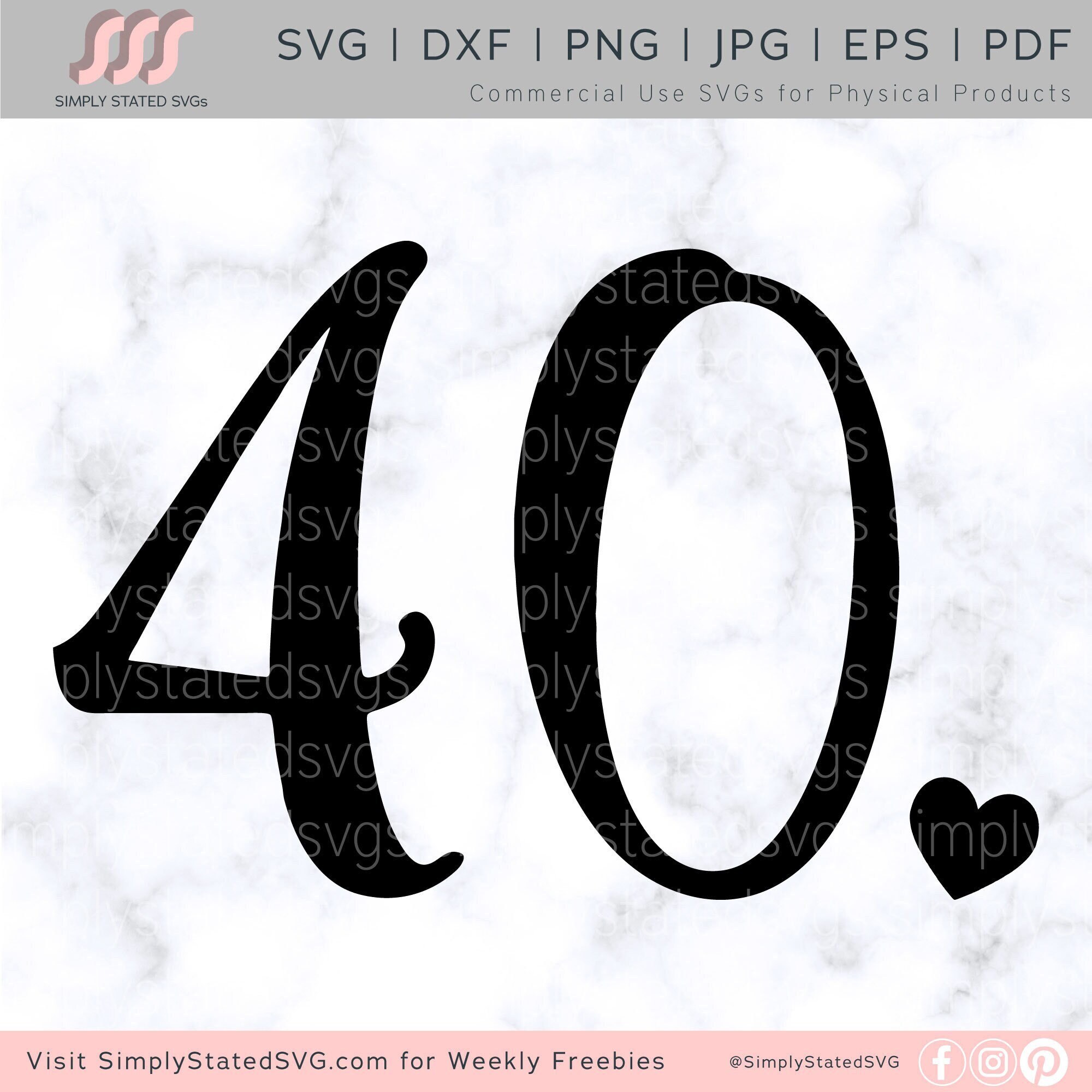 40 SVG 40 Heart SVG 40th Birthday SVG Birthday Girl Svg - Etsy UK