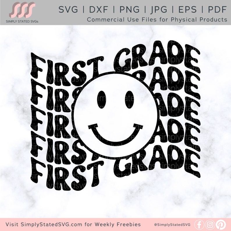 Retro First Grade Smiley SVG 1st Grade SVG First Grade Smiley - Etsy