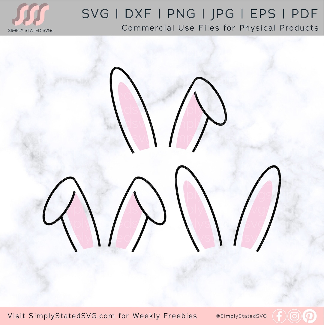 Bunny Ears SVG, Easter Bunny Ears SVG, Bunny Ears Outline, Rabbit Ears ...