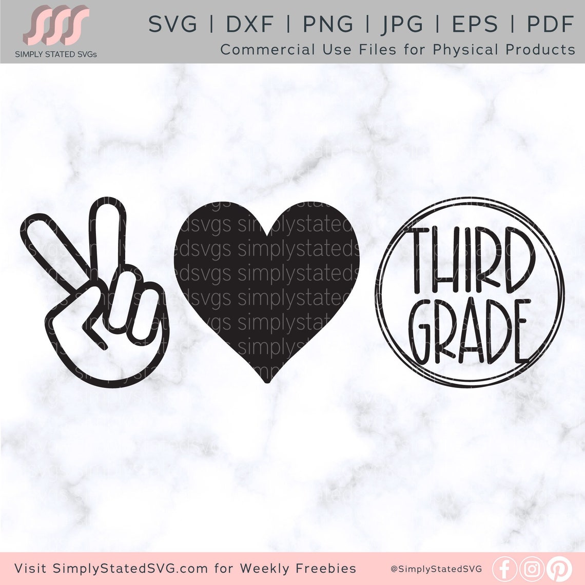 Peace Love Third Grade SVG 3rd Grade PNG Retro Third Grade Shirt SVG ...