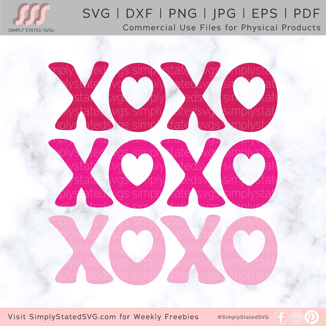 XOXO Heart Svg XOXO Hearts Svg Xoxo PNG V-day Png Vday Cut File Xoxo ...