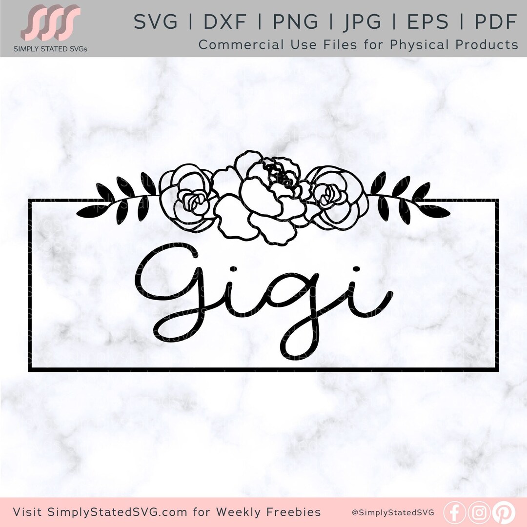 Gigi SVG Gigi Floral Frame PNG Gigi Floral SVG Grandma Png Floral Frame ...