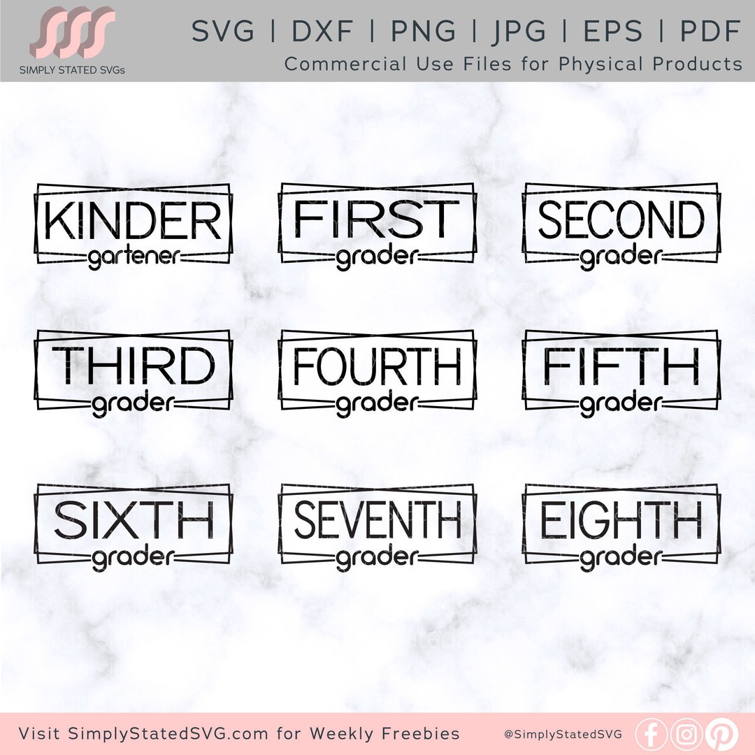 School Grade SVG Bundle Back to School SVG Kindergartener Grades 1 ...