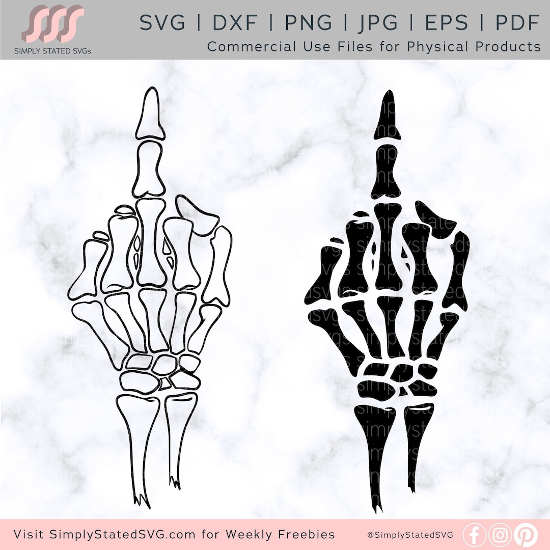 Skeleton Middle Finger SVG Middle Finger SVG Horror Middle Finger PNG ...
