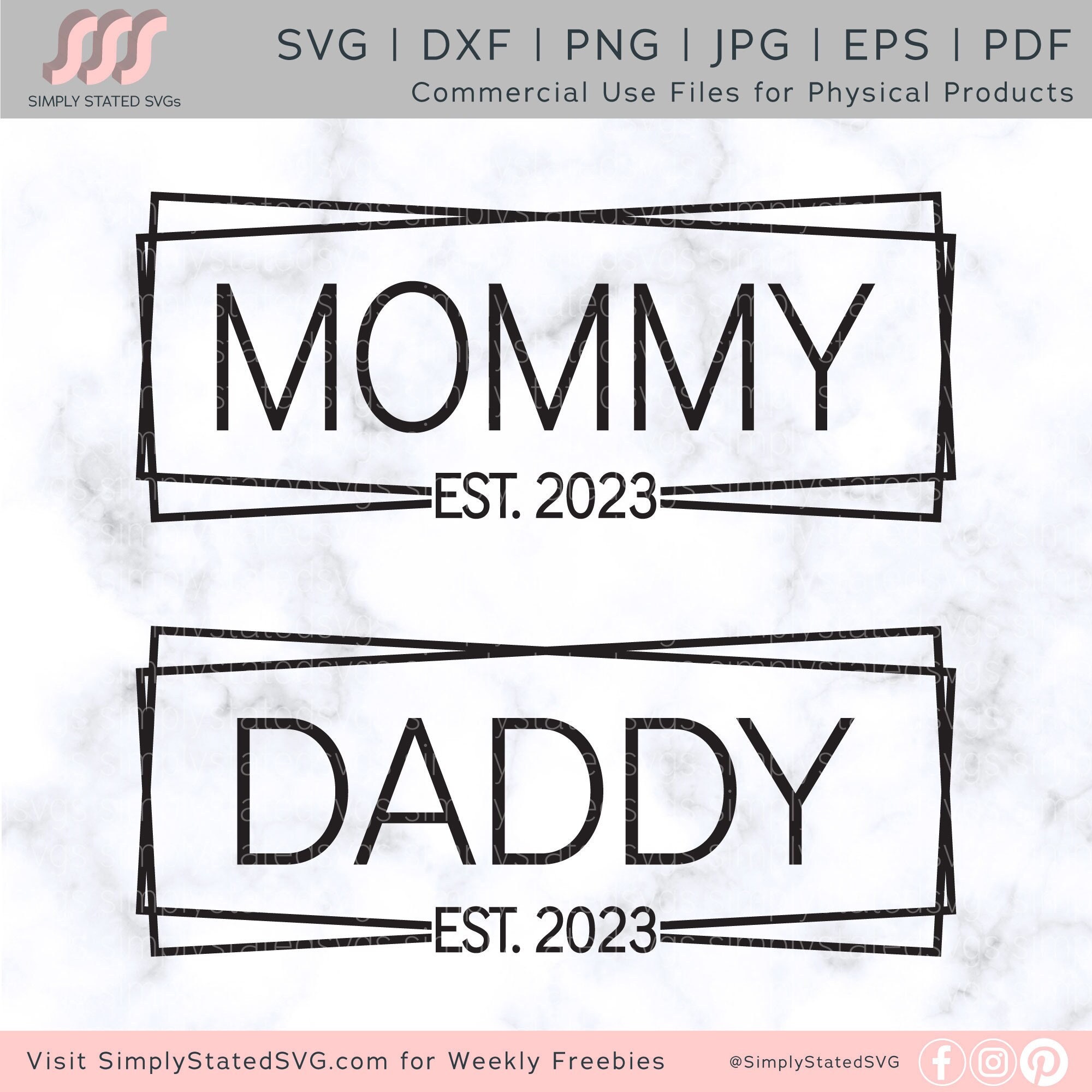 Mommy Est. 2023 SVG Daddy Est. 2023 SVG New Mom Png Pregnancy ...