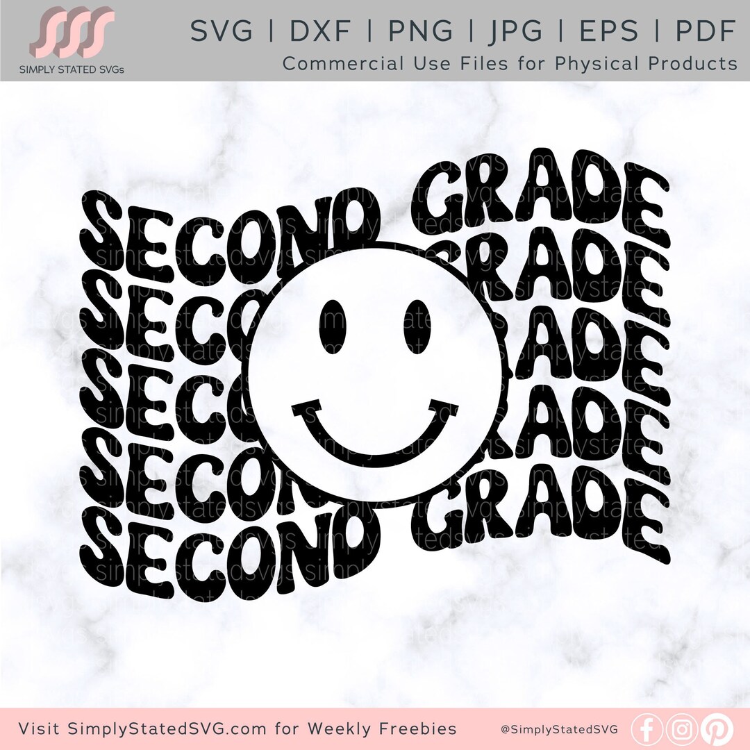 Retro Second Grade Smiley SVG 2nd Grade PNG Second Grade Smiley SVG ...