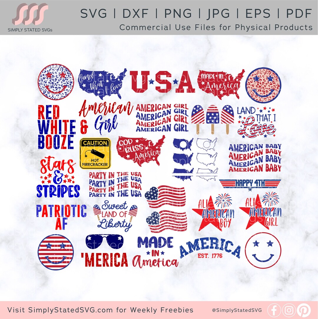 Patriotic SVG Bundle 4th of July SVG Memorial Day SVG Patriotic Tee Svg ...